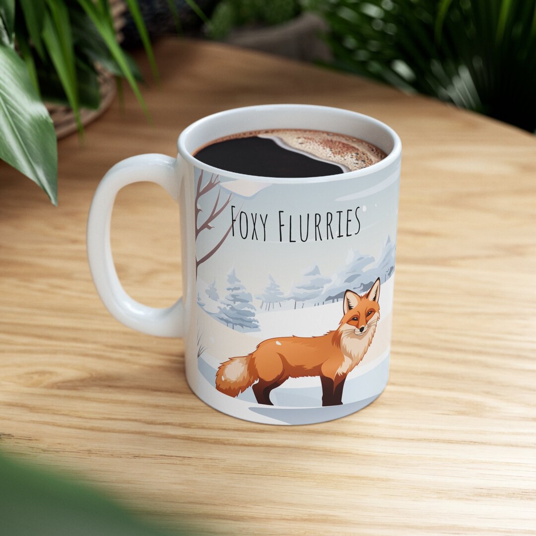 Foxy Flurries Mug, Funny Fox Coffee Mugs, Cute Fox Mug, Winter Coffee ...