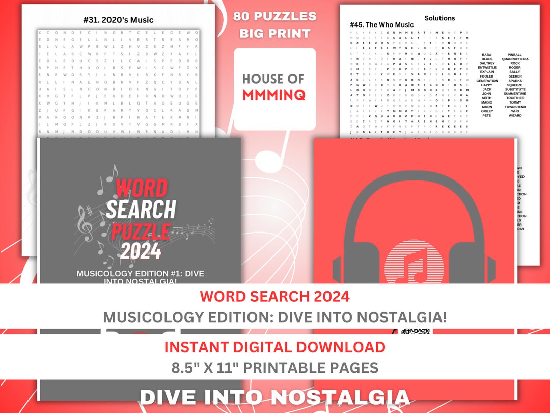 Word Search Musicology Edition: Dive Into Nostalgia 50 Large Print ...