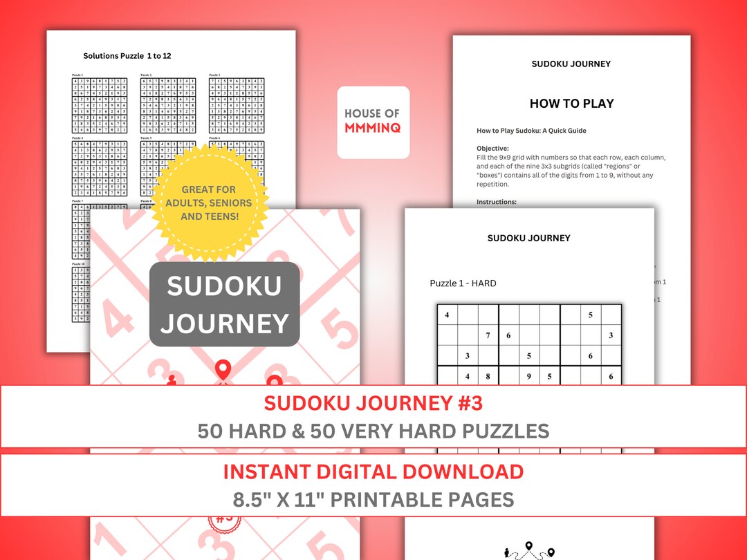 Sudoku Journey #3 I Hard to Very Hard Puzzles for Advanced Level I 8 ...