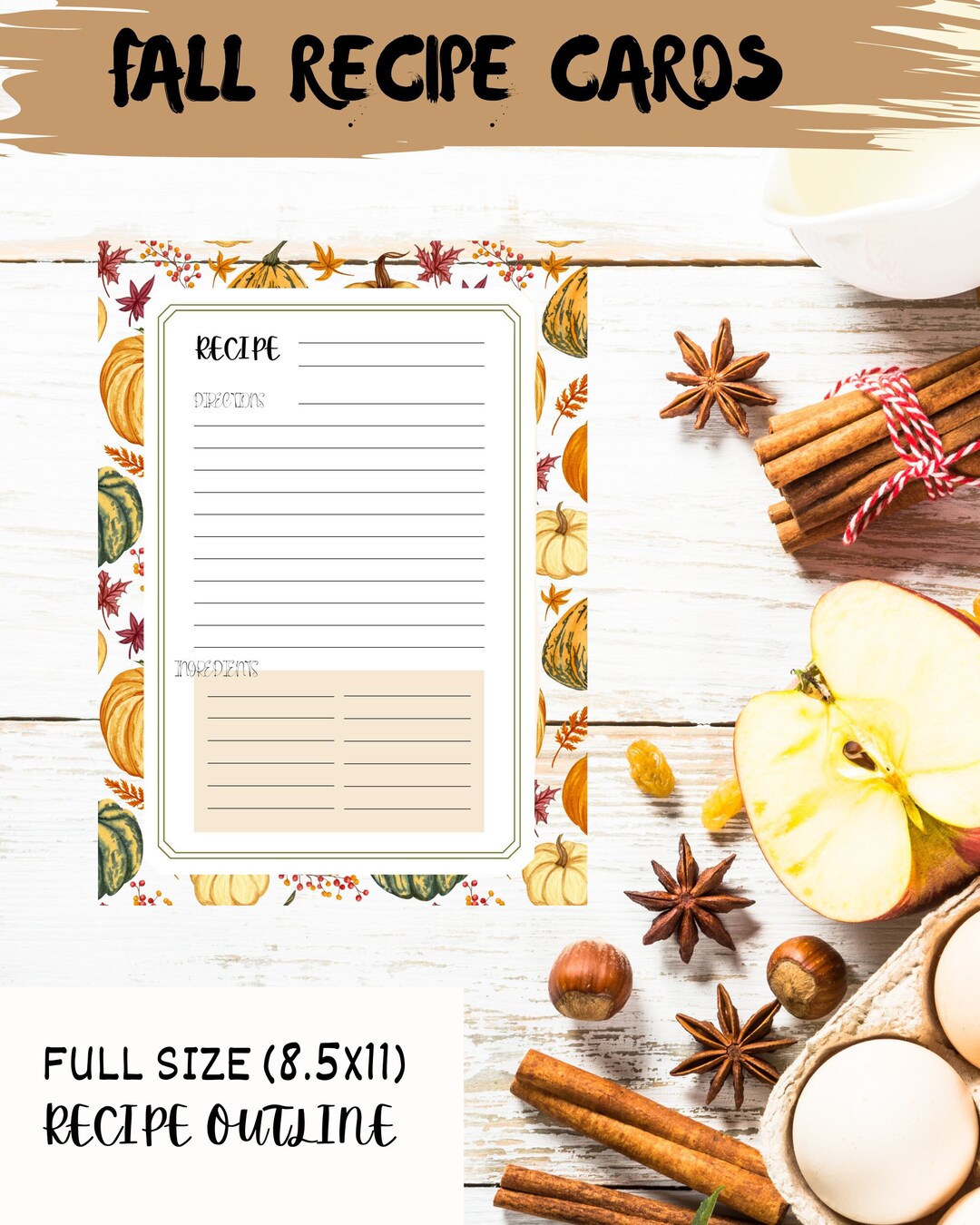 Printable Fall Recipe Card - Etsy