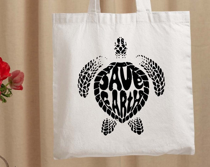 Turtle Tote Bag, Earth Day Bag, Activist Vegan Teacher, Cute Tote Bag ...