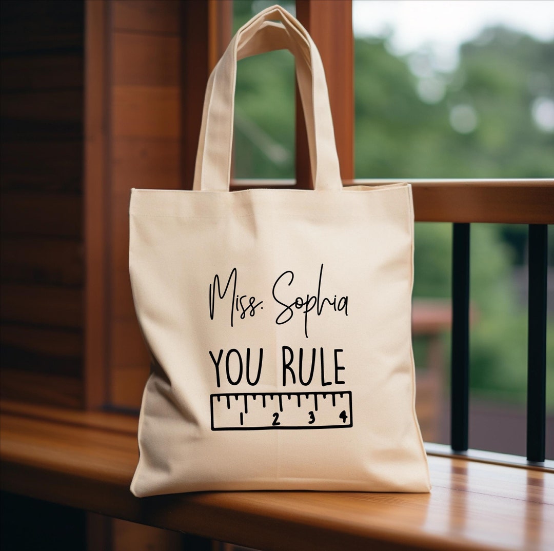 Personalized Teacher Tote Bag, Custom You Rule Tote, Back to School ...