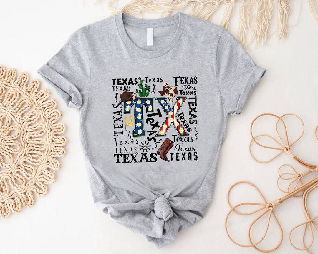 Patriotic Texas Shirt, Cowhide Texas Map Tshirt, American Flag Texas ...