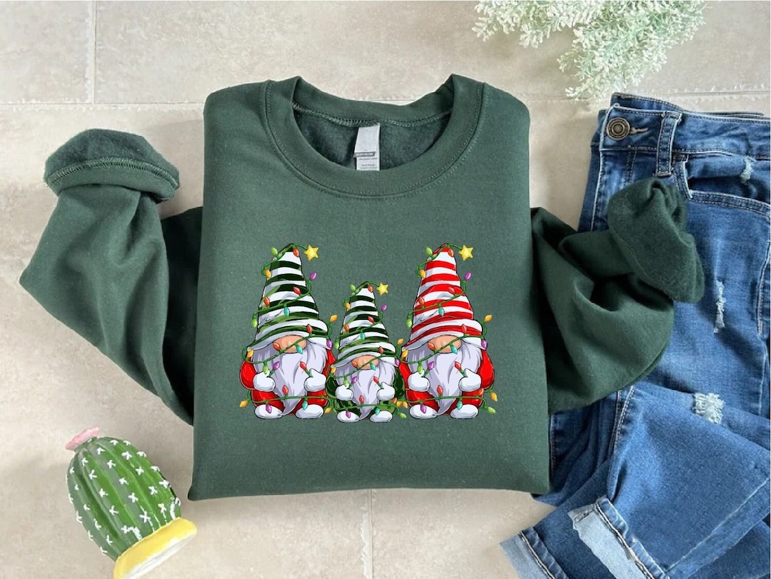 Christmas Gnomes Sweatshirt, Cute Gnome Shirt, Women Holiday Gift, Christmas Gnomes Tee ...