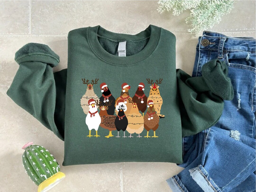 Christmas Chicken Sweatshirt, Women Chicken Shirt, Chicken Lover Gift ...