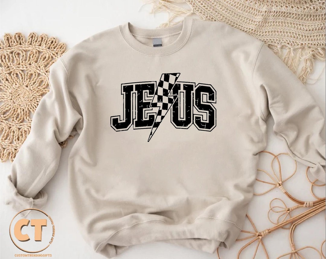 Retro Jesus Sweatshirt, Jesus Lightning Bolt Sweatshirt, Christian ...