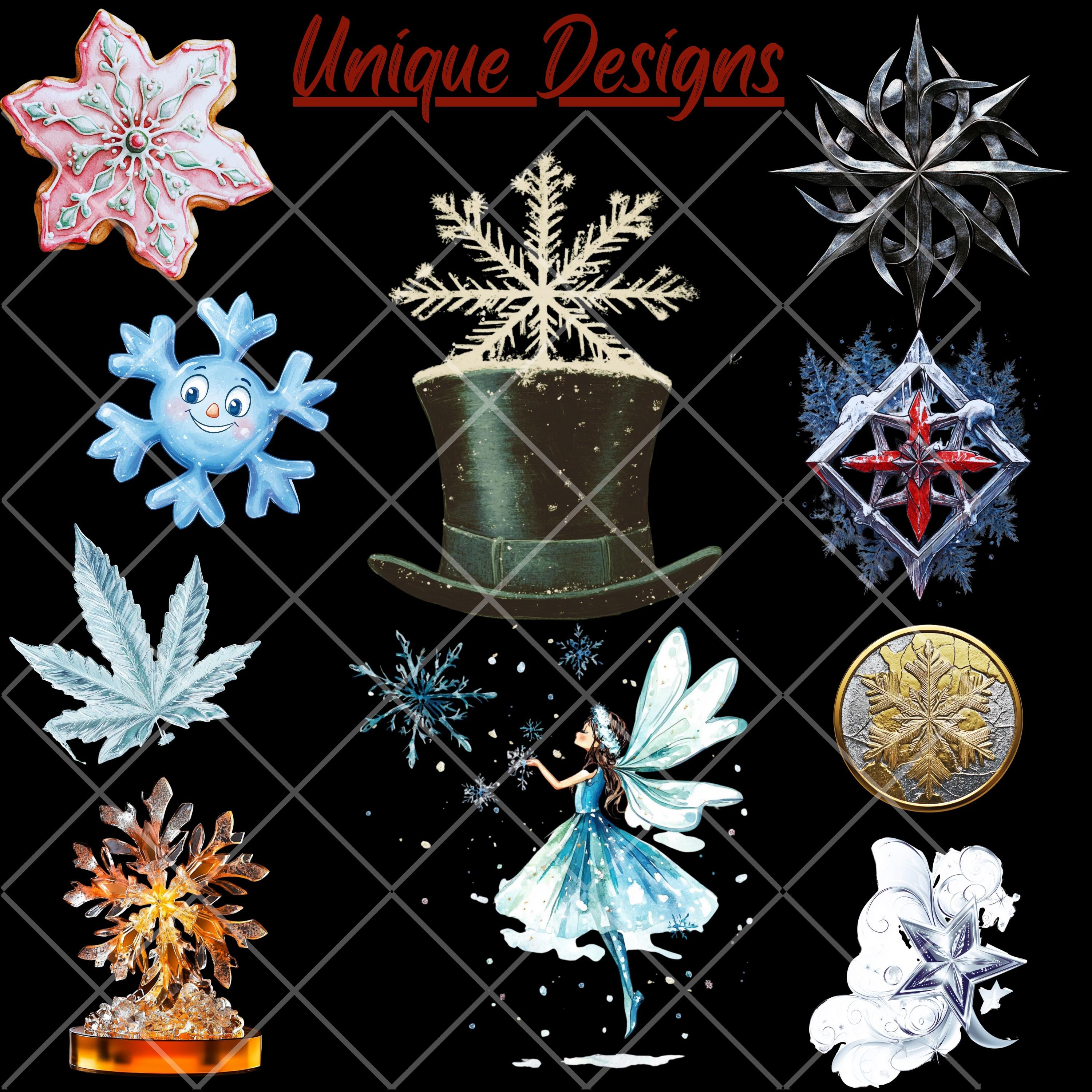 Minimalist Snowflake Winter Clipart, PNG & SVG Digital Snowflakes for ...