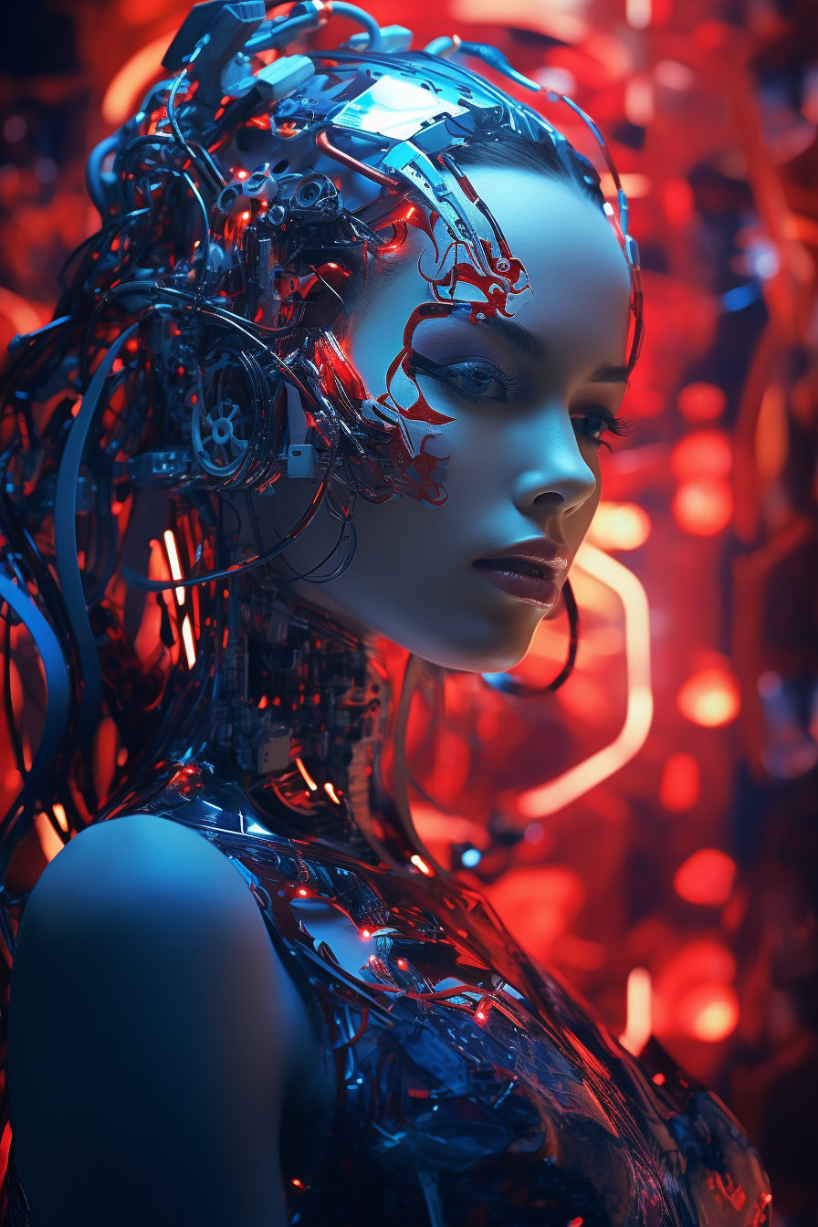 Robotic Women, Half Human & Half Android, Beautiful Faces, Set of 25 ...