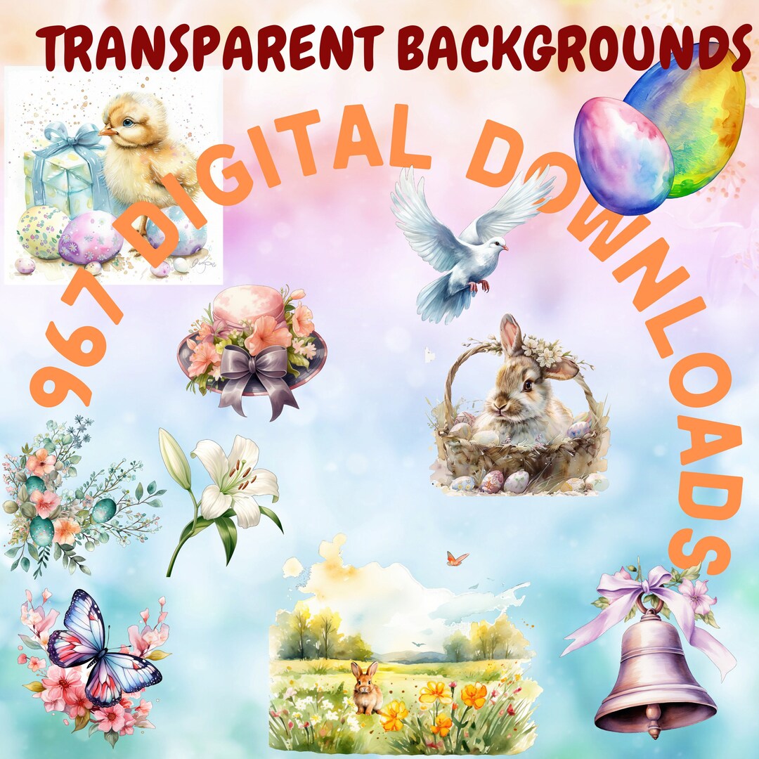 Easter Spring Clipart Bundle, MASSIVE 967 Bunnies Images, Watercolor ...