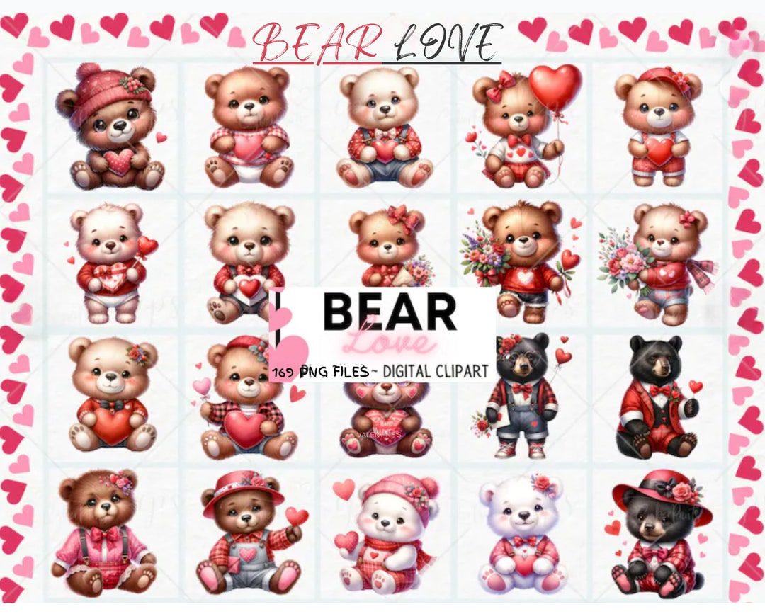 Valentine's Day Bears Clipart, Teddy Bears PNG, Animal Love Clipart ...