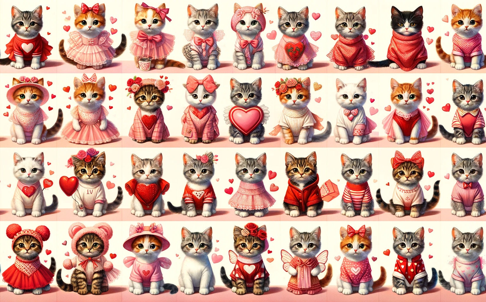 Valentine's Day Kitten Clipart, Cat & Kitten PNG, Animal Love Clipart ...