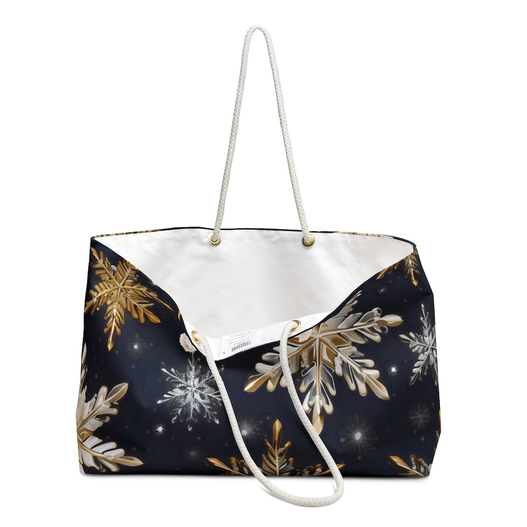 Snowflake Weekender Bag, Winter Theme Purse, Women's Gold & Silver ...