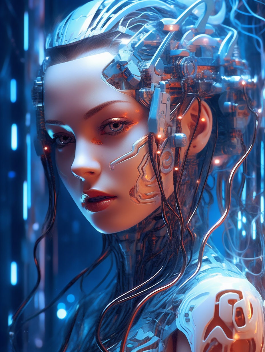 Robotic Women, Half Human & Half Android, Beautiful Faces, Set of 25 ...