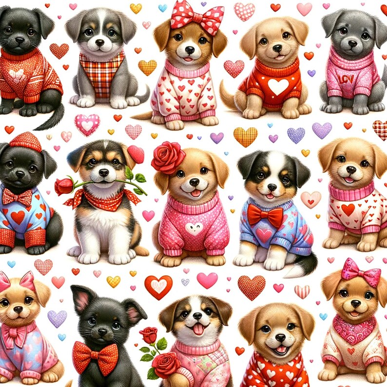 Valentine's Day Puppy Clipart, Dog & Puppy PNG, Animal Love Clipart ...