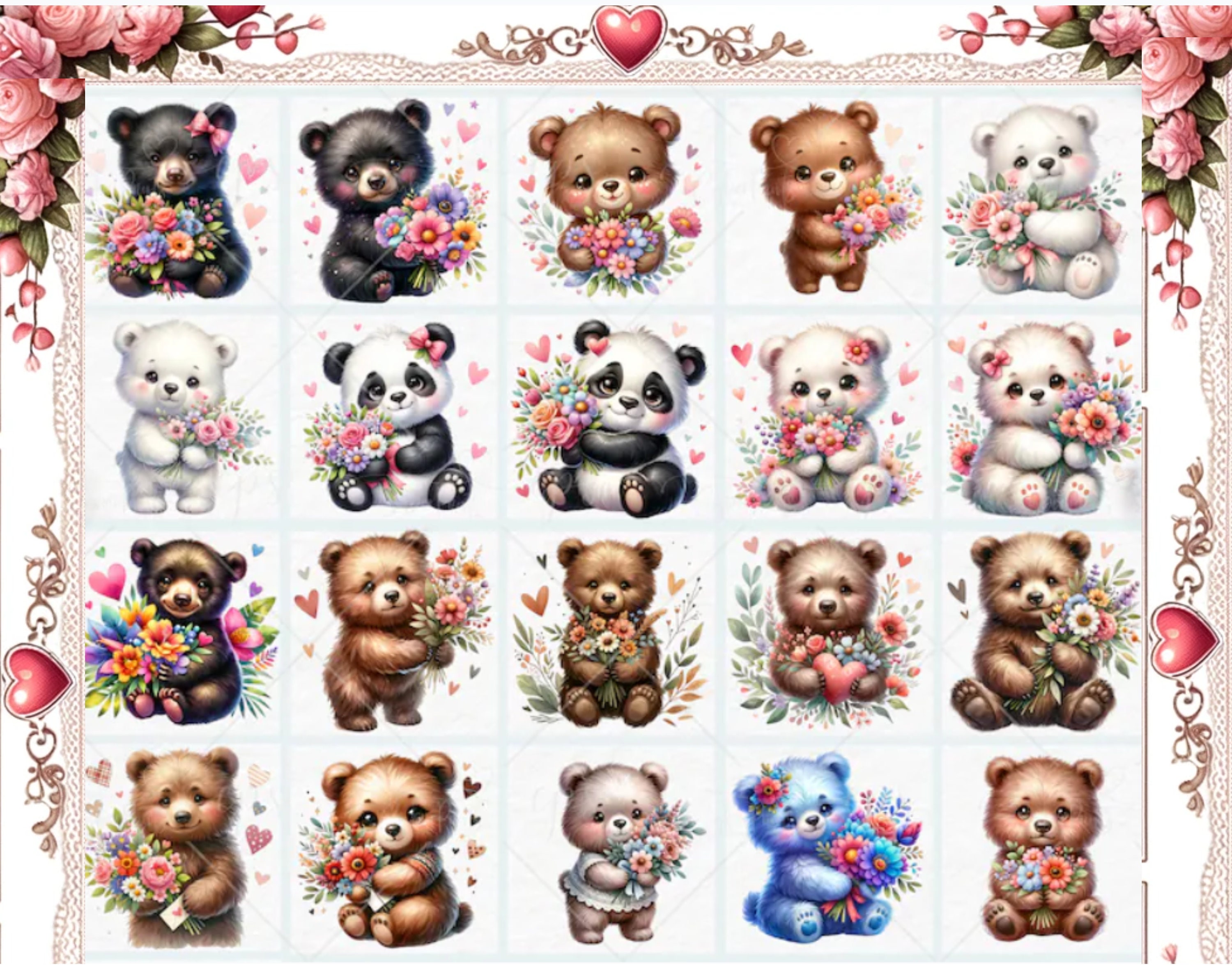 Valentine's Day Bears Clipart, Teddy Bears PNG, Animal Love Clipart ...