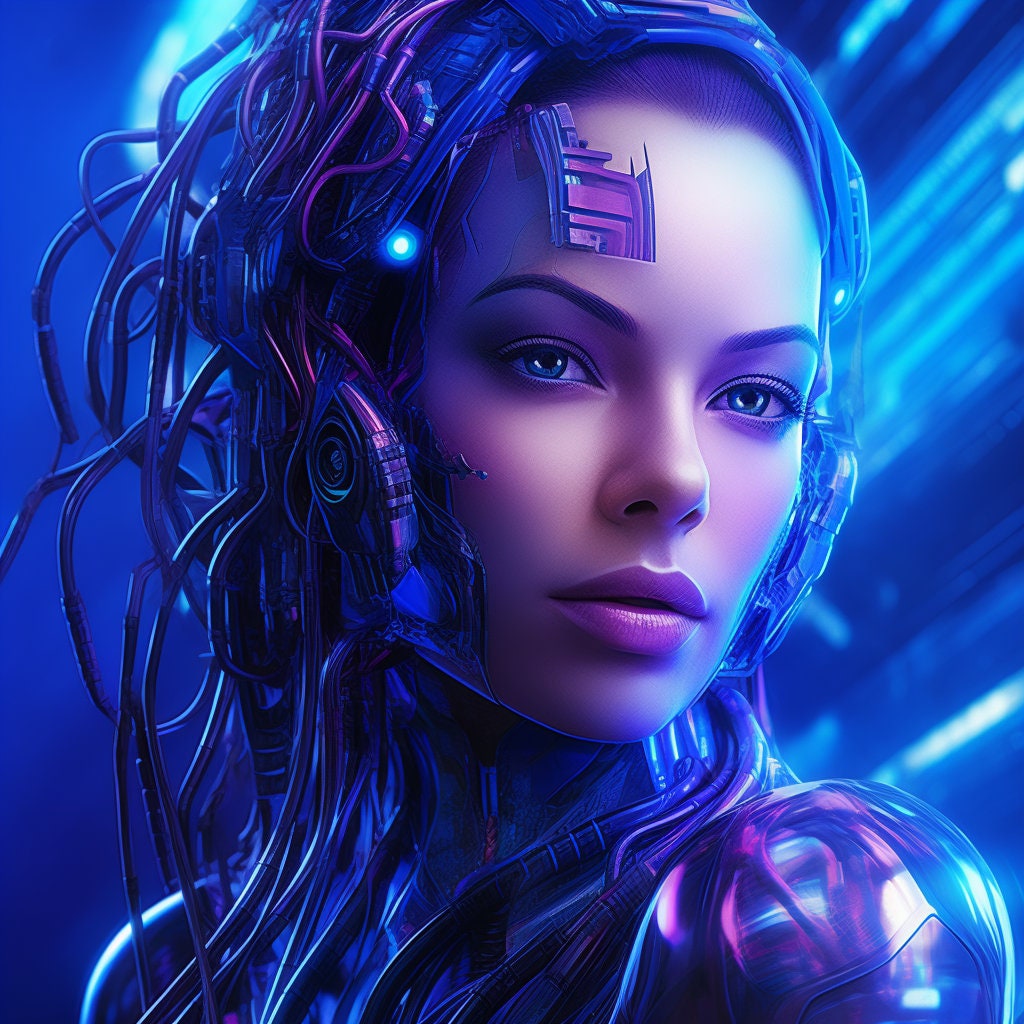 Robotic Women, Half Human & Half Android, Beautiful Faces, Set of 25 ...