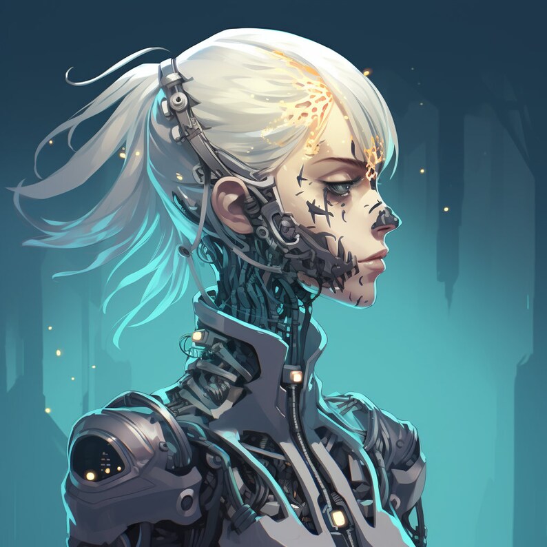 Robotic Women, Half Human & Half Android, Beautiful Faces, Set of 25 ...