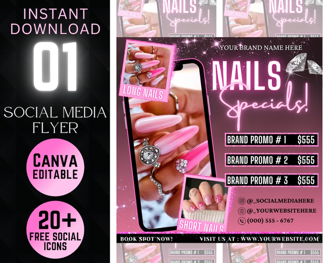 Nail Specials Flyer, DIY Glam Appointment Available Template, Bookings ...