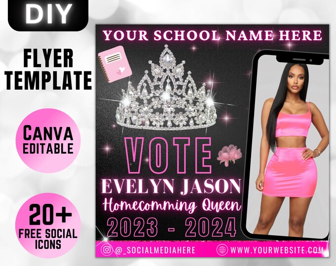 Homecoming Campaign Flyer, Campaign Flyer, Vote Homecoming Queen Flyer ...