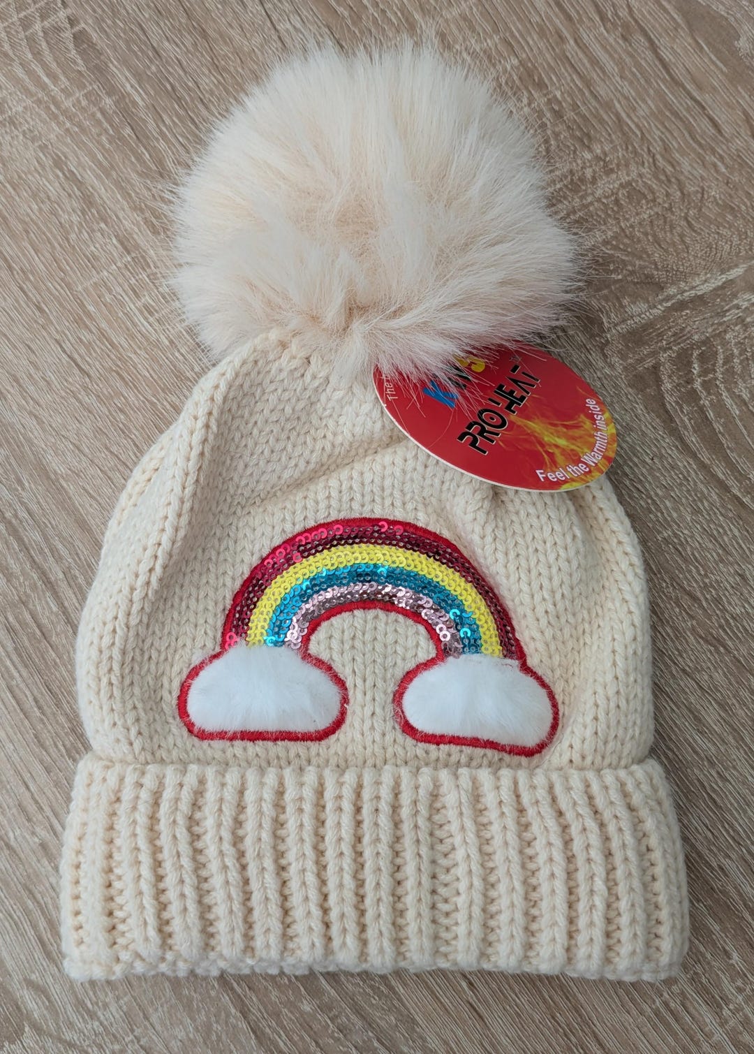A Choice of 5 Colours. Children's Sequin Rainbow Bobble Hat. Faux Fur ...