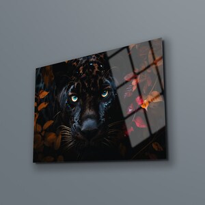 Panther Wall Art , Black Panther , Nature Inspired Art , Tempered Glass ...