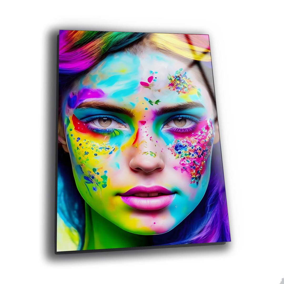 Abstract Woman Face Tempered Glass Wall Art, Modern Home Decor - Etsy