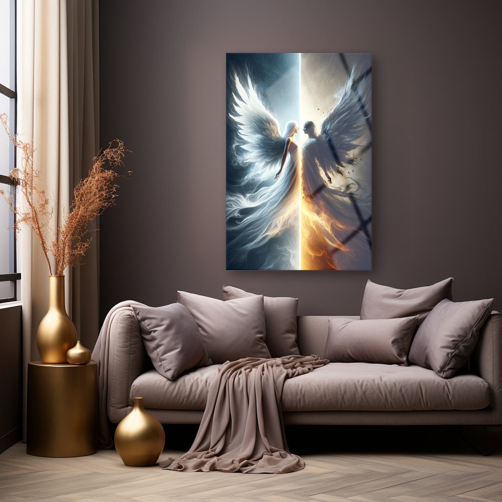Angel and Devil Tempered Glass Wall Art: Modern Home Decor - Etsy