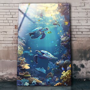 Sea Creatures Wall Art , Ocean Wall Art , Fishes Wall Art , Tempered ...
