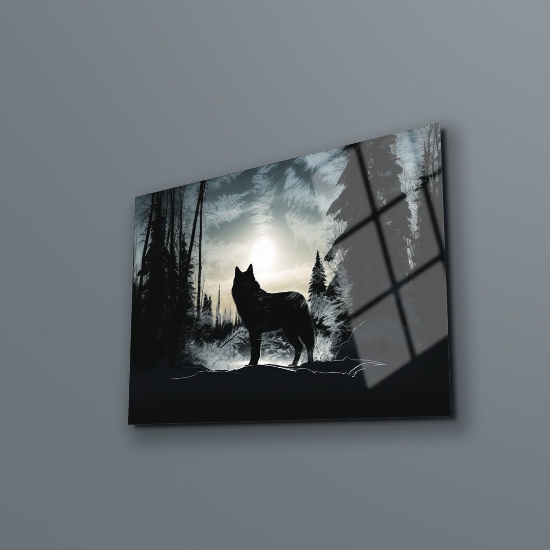 Wolf Wall Art , Animal Wall Decor , Tempered Glass Wall Art , Glass ...