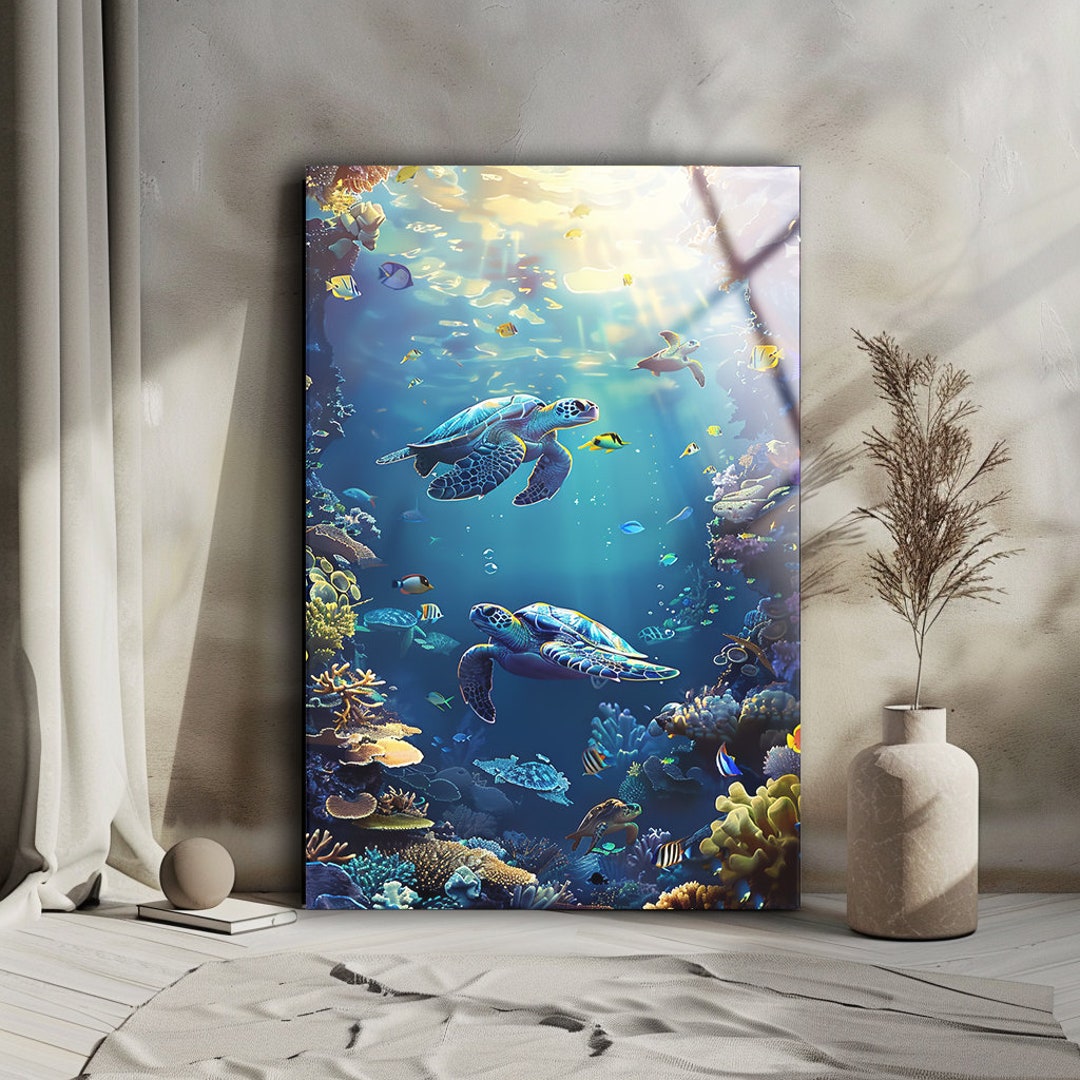 Sea Creatures Wall Art , Ocean Wall Art , Fishes Wall Art , Tempered ...