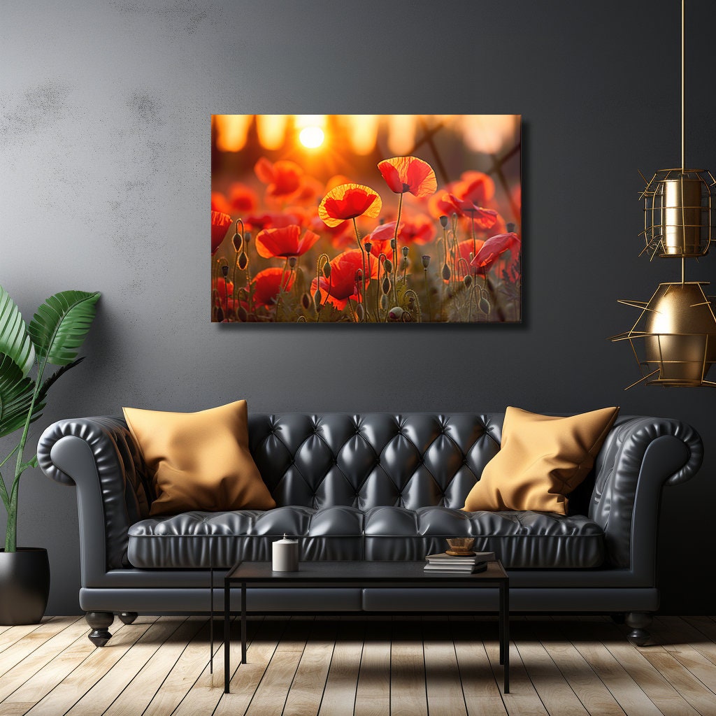 Poppy Wall Art , Poppies Wall Decor, Flowers for Wall , Living Room ...