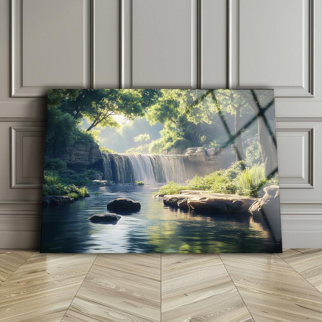 Tempered Glass Waterfall Wall Art: Panoramic Landscape Print - Etsy