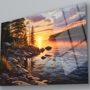 Calm Sunset Wall Art , Nature Wall Art , High Quality , Tempered Glass ...
