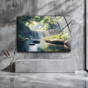 Tempered Glass Waterfall Wall Art: Panoramic Landscape Print - Etsy