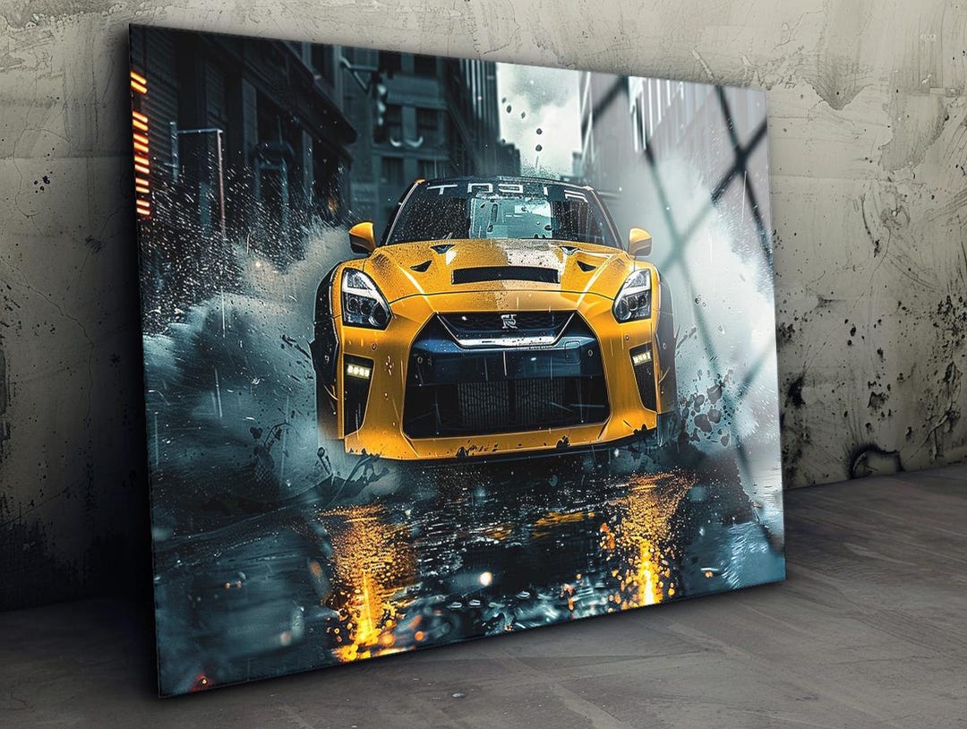 Tempered Glass Car Wall Art: Modern Game Room Decor - Etsy
