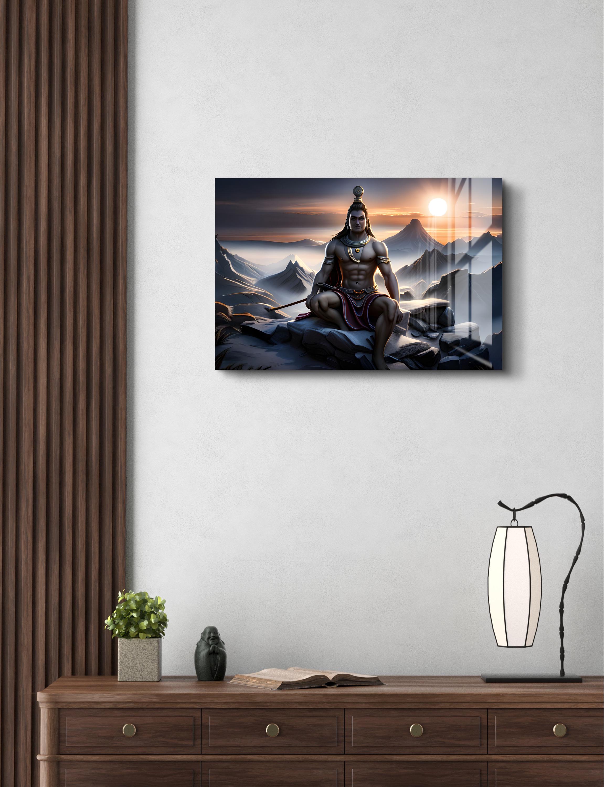 Lord Shiva Glass Wall Art: Hindu God Meditation Decor - Etsy
