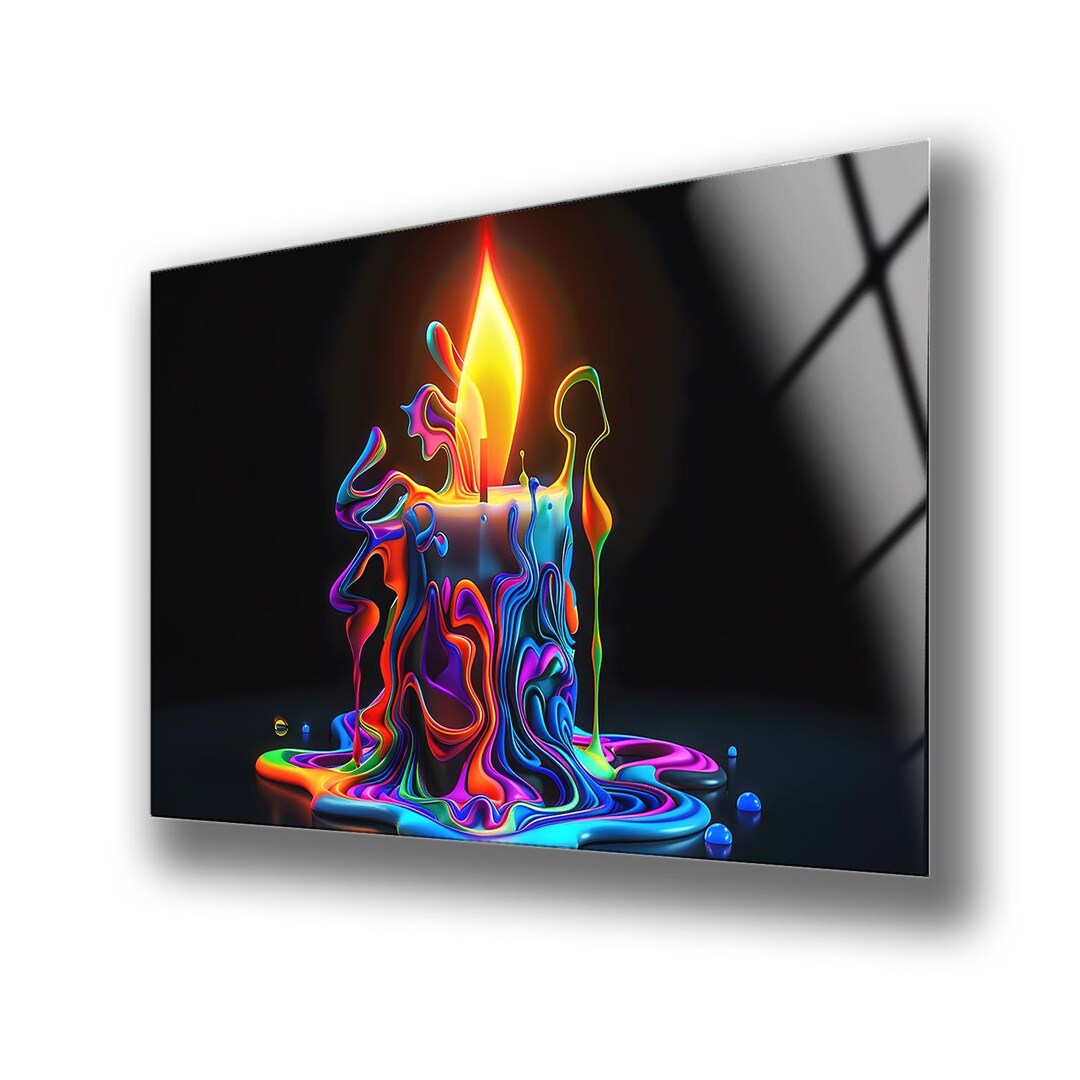 Abstract Candle Art: Modern Tempered Glass Wall Decor - Etsy