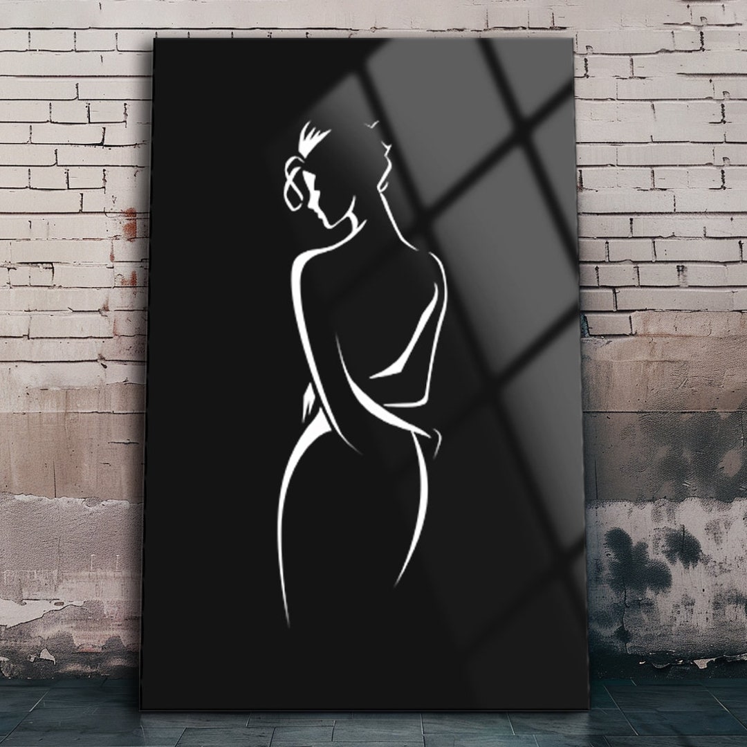 Woman Silhouette Wall Art Tempered Glass Printing Art High Quality Glassware Wall