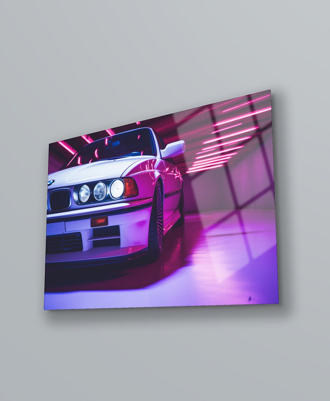 Classic Car Tempered Glass Wall Art: Modern Automotive Print - Etsy
