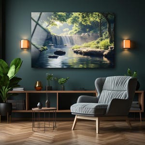 Tempered Glass Waterfall Wall Art: Panoramic Landscape Print - Etsy
