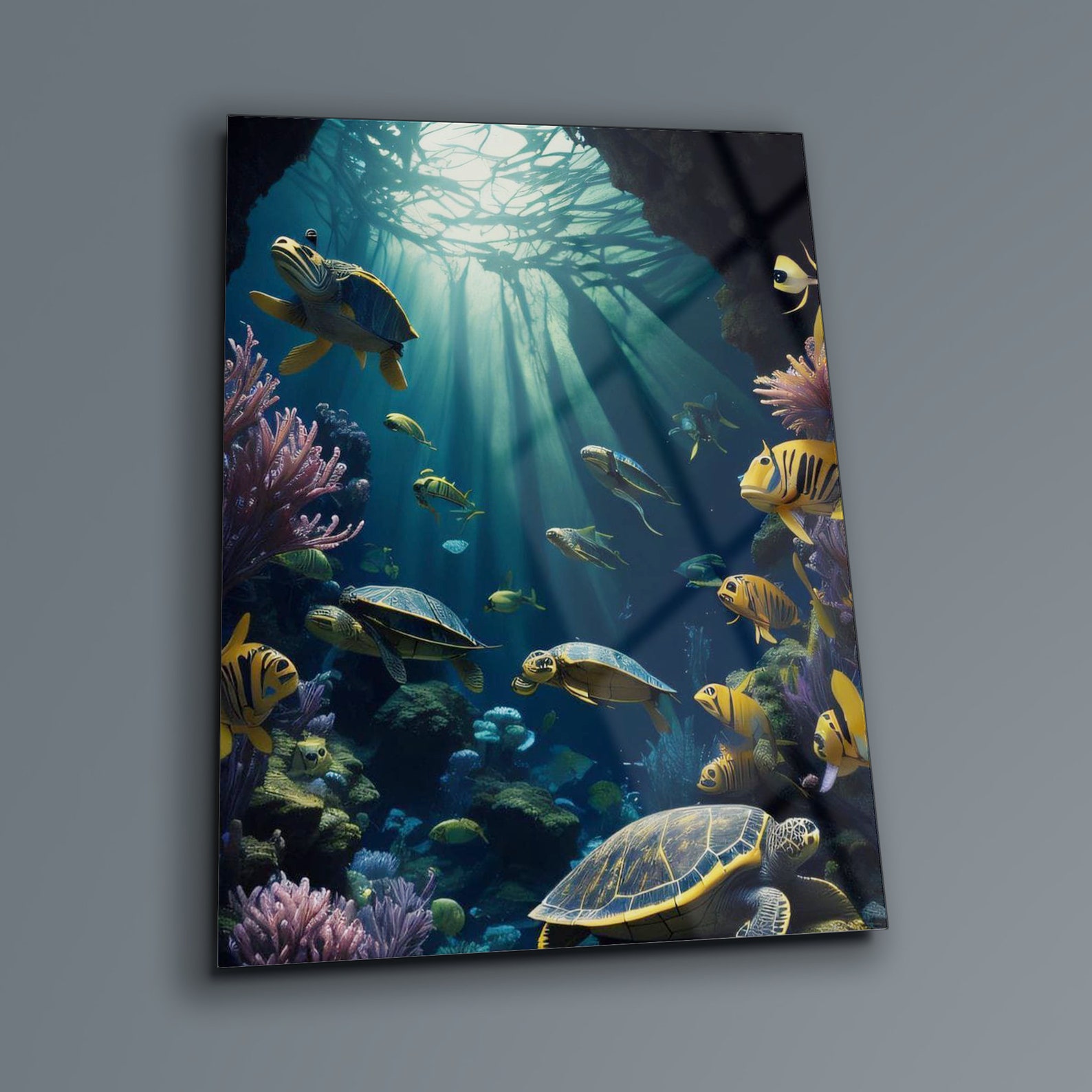 Sea Creatures Wall Art , Ocean Wall Art , Fishes Wall Art , Tempered ...