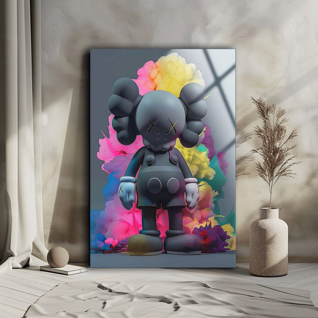 Kaws Glass Wall Art , Glass Printing , Tempered Glass Wall Art , Vivid ...