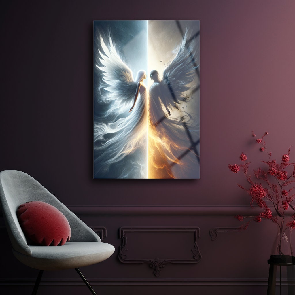 Angel and Devil Tempered Glass Wall Art: Modern Home Decor - Etsy