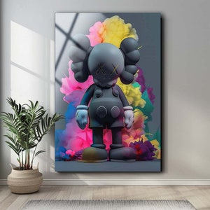 Kaws Glass Wall Art , Glass Printing , Tempered Glass Wall Art , Vivid ...