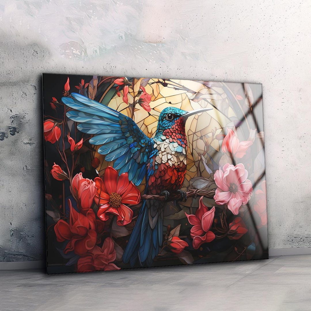 Humming Wall Art , Graceful Bird Wall Art , Tempered Glass Art , Glass ...
