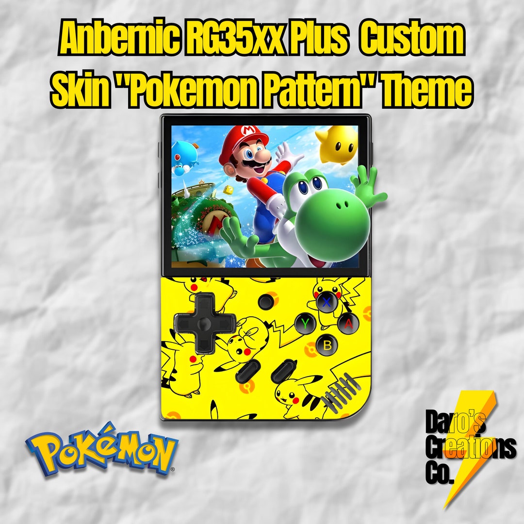 Anbernic Rg35xx Plus Custom Skin "pokemon Pattern" Theme With Free 1 ...