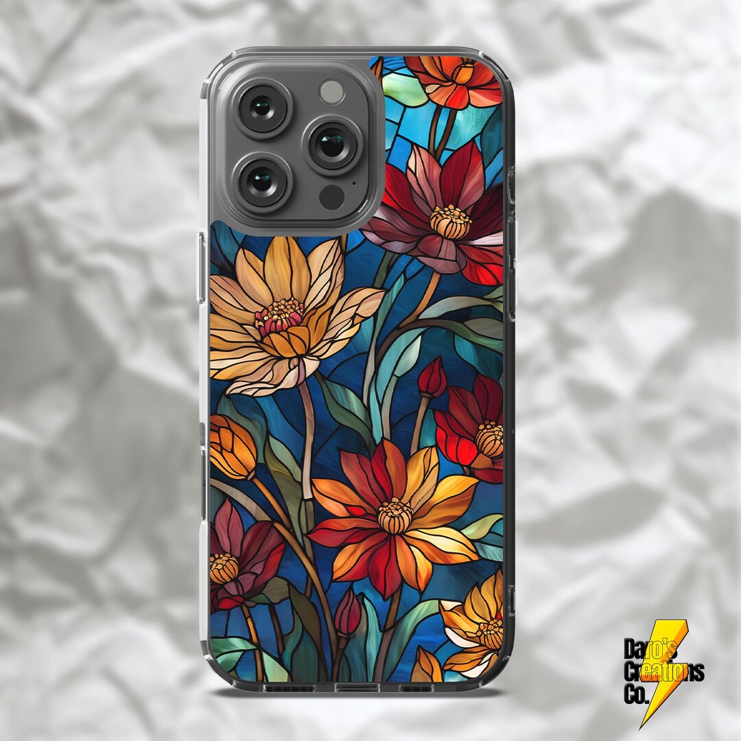 Stained Glass Flowers Magsafe Clear Case Impact Resistant iPhone Case ...