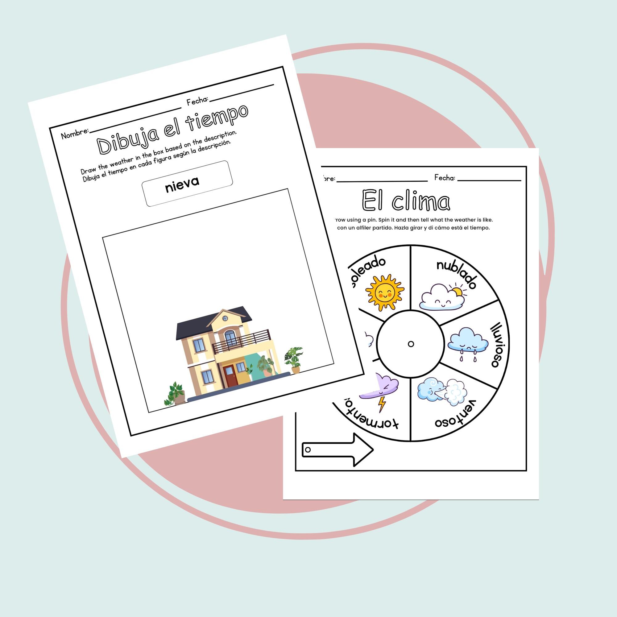 El Clima Worksheets | Spaninsh Worksheets | Spanish for Children | El ...