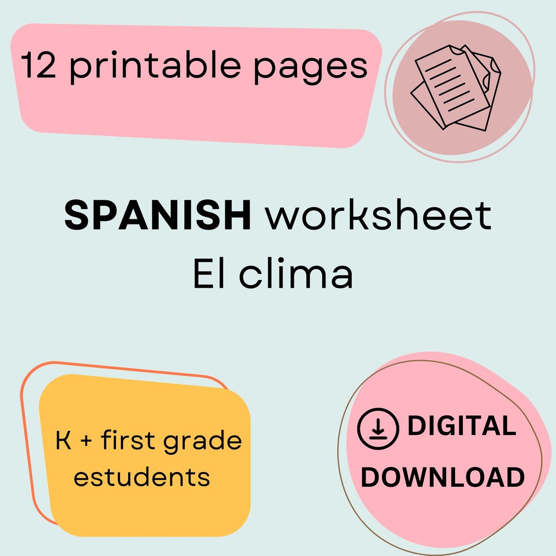 El Clima Worksheets | Spaninsh Worksheets | Spanish for Children | El ...