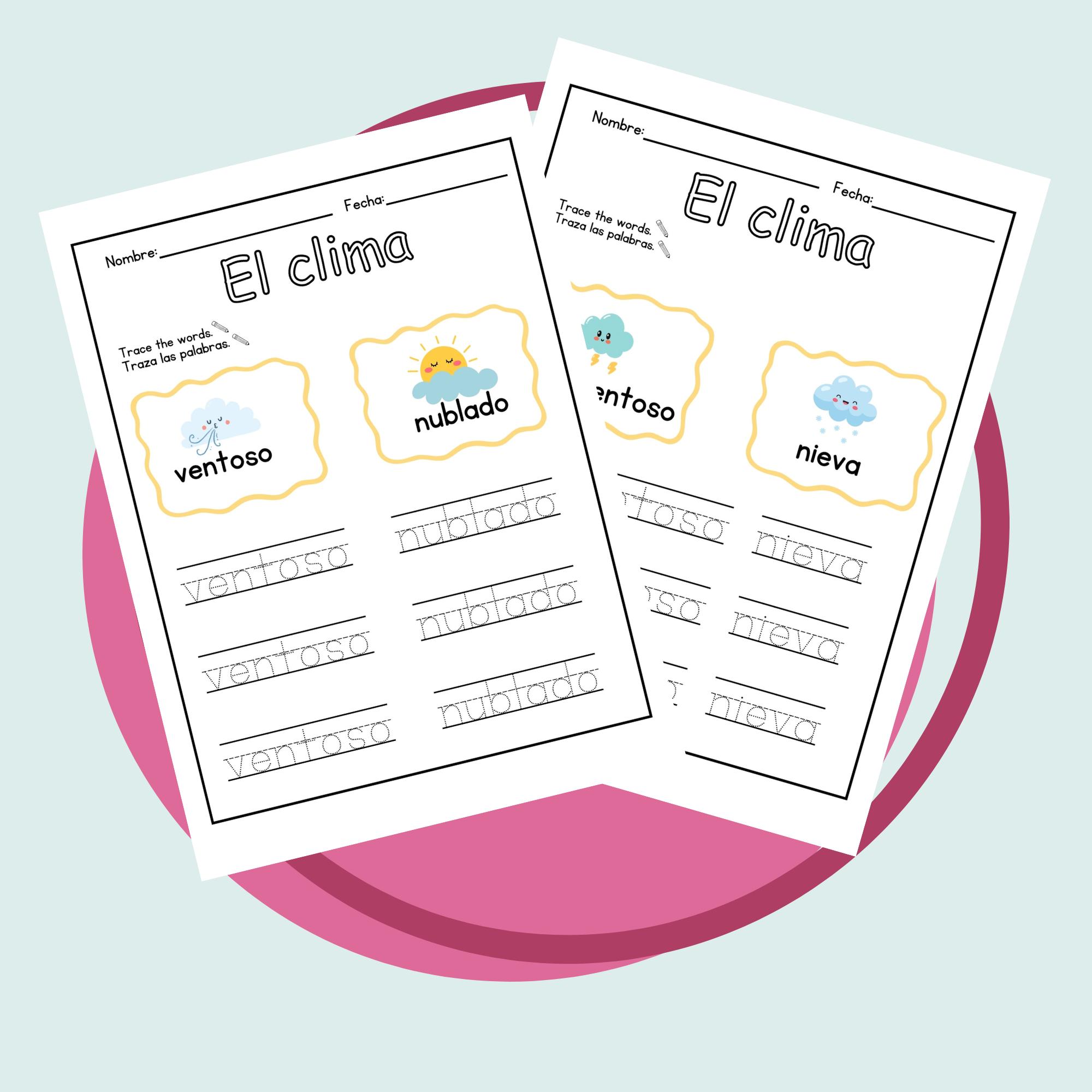 El Clima Worksheets | Spaninsh Worksheets | Spanish for Children | El ...